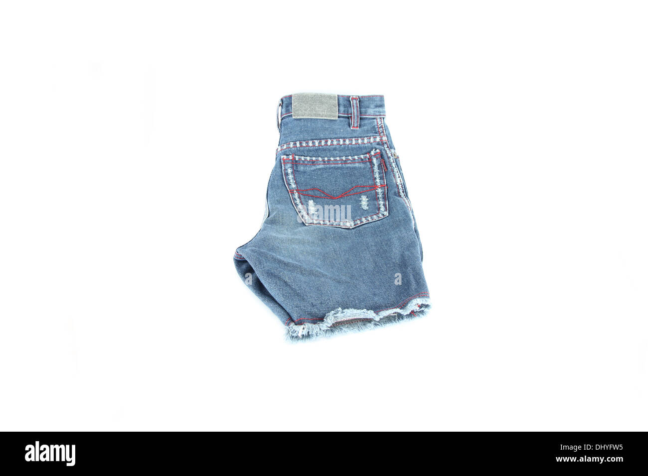 Closeup the Side of the Jeans shorts on white background Stock Photo ...
