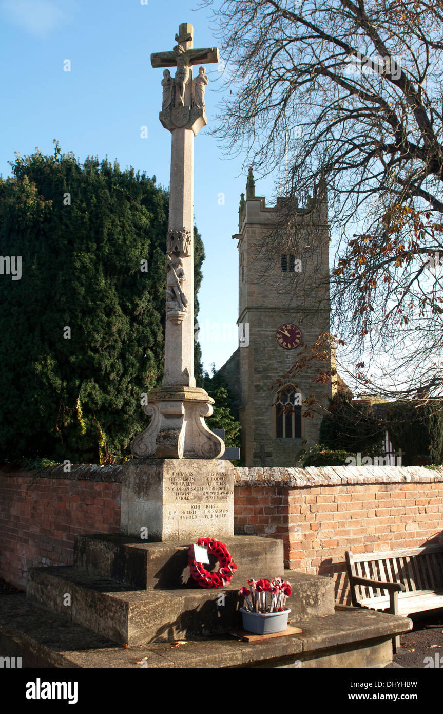 War memorial and St. Helen`s Church, Clifford Chambers, Warwickshire ...