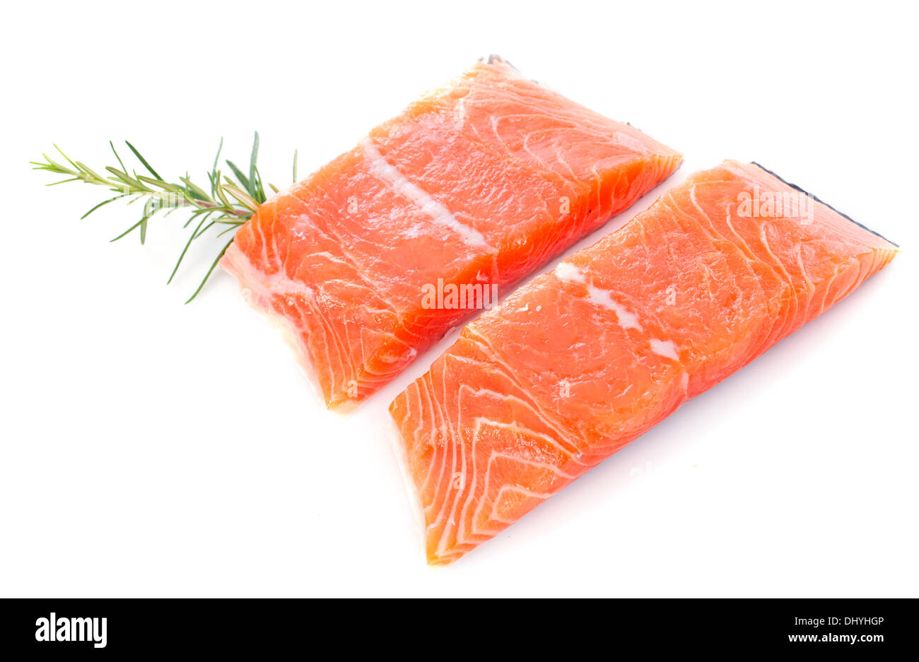 salmon fillets in front of white background Stock Photo - Alamy