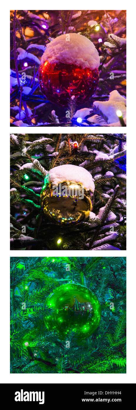 Triptych - Traffic Lights Christmas. Vertical triptych of three ...