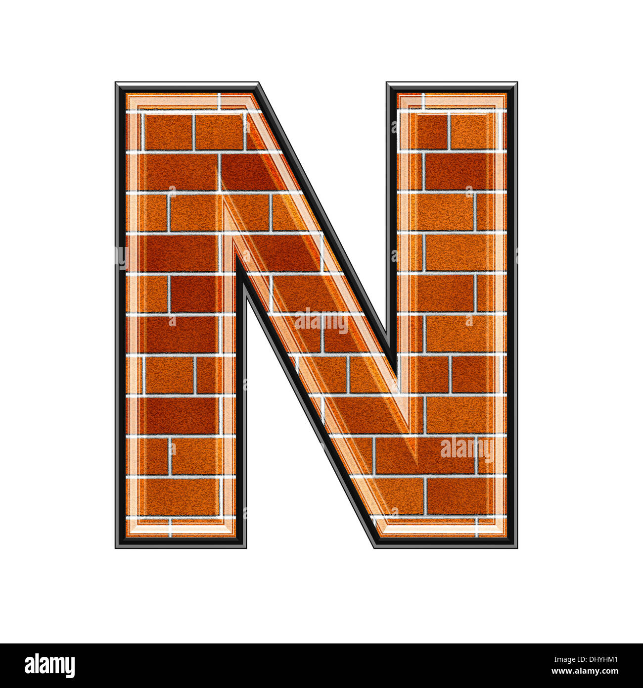 abstract 3d letter with brick wall texture - N Stock Photo - Alamy