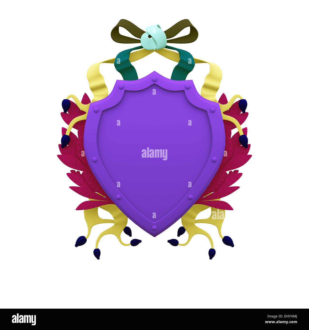 Shield with ribbons Isolated Stock Photo - Alamy