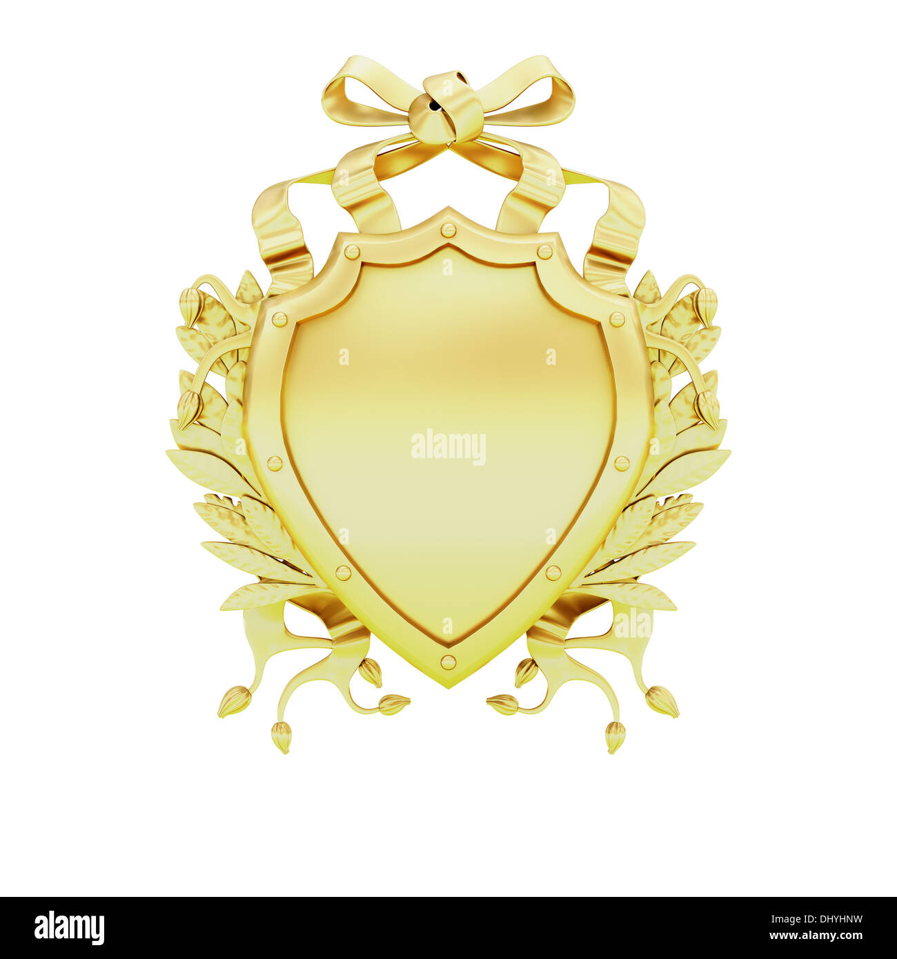 Shield with ribbons Isolated Stock Photo - Alamy