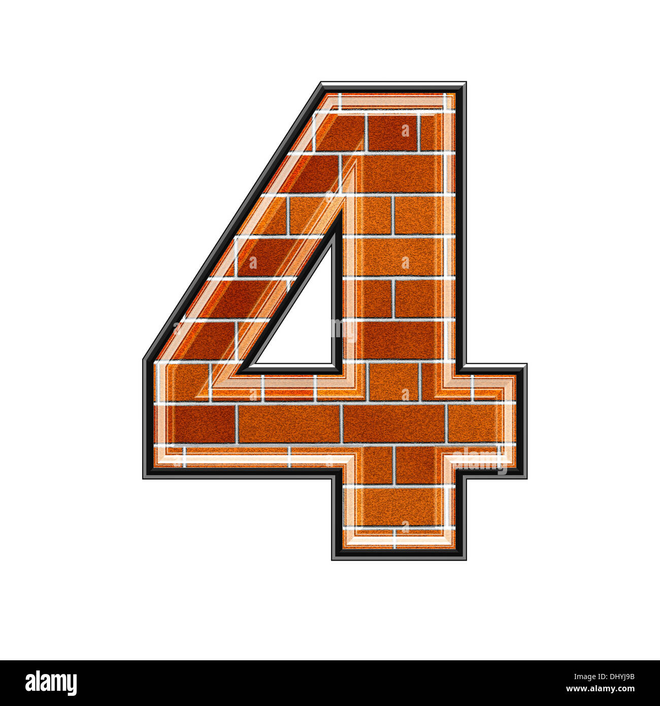 abstract 3d digit with brick wall texture - 4 Stock Photo - Alamy