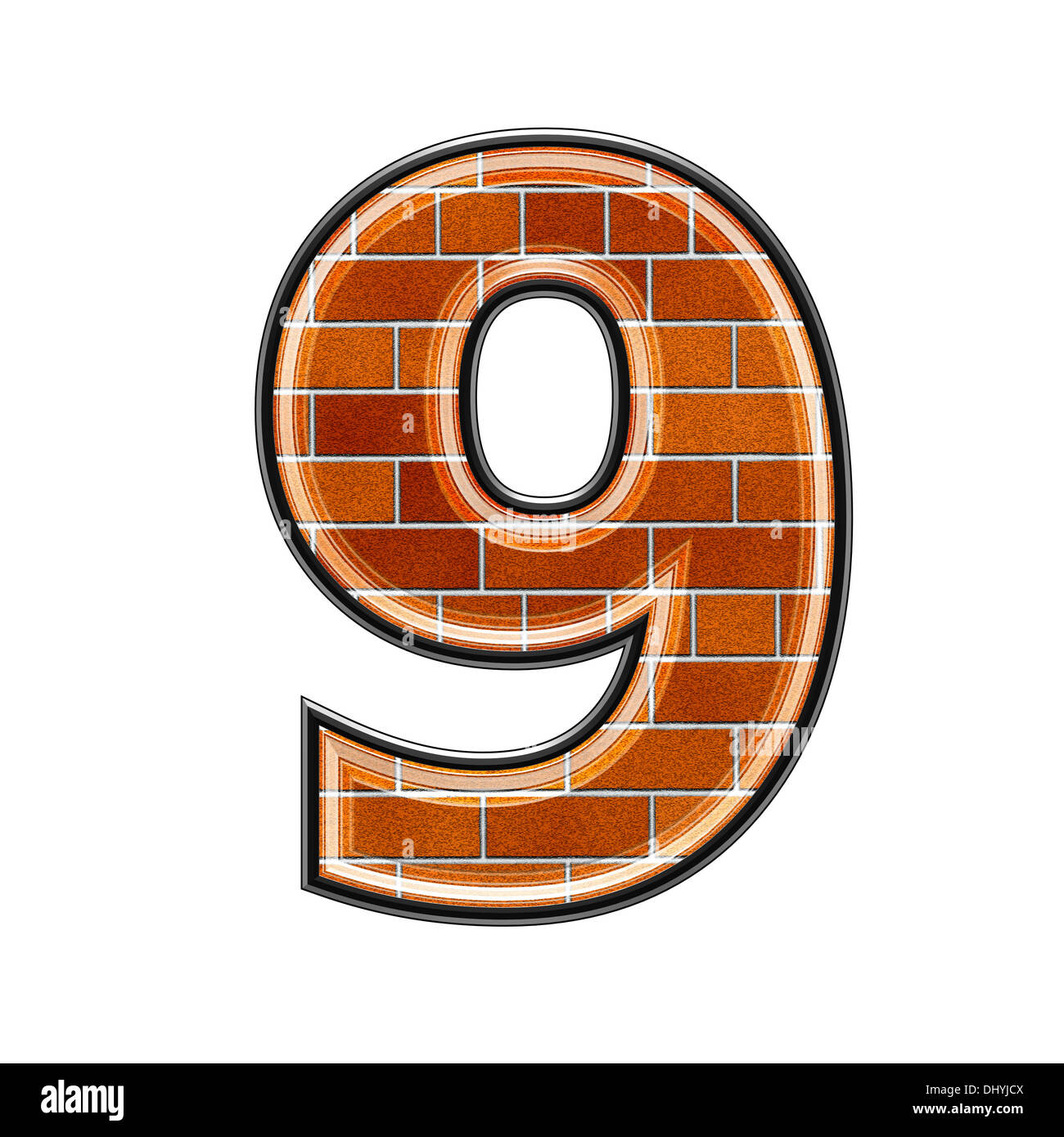 abstract 3d digit with brick wall texture - 9 Stock Photo - Alamy