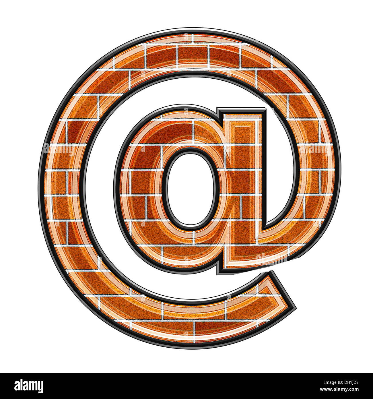 abstract 3d arobas with brick wall texture - web Stock Photo - Alamy