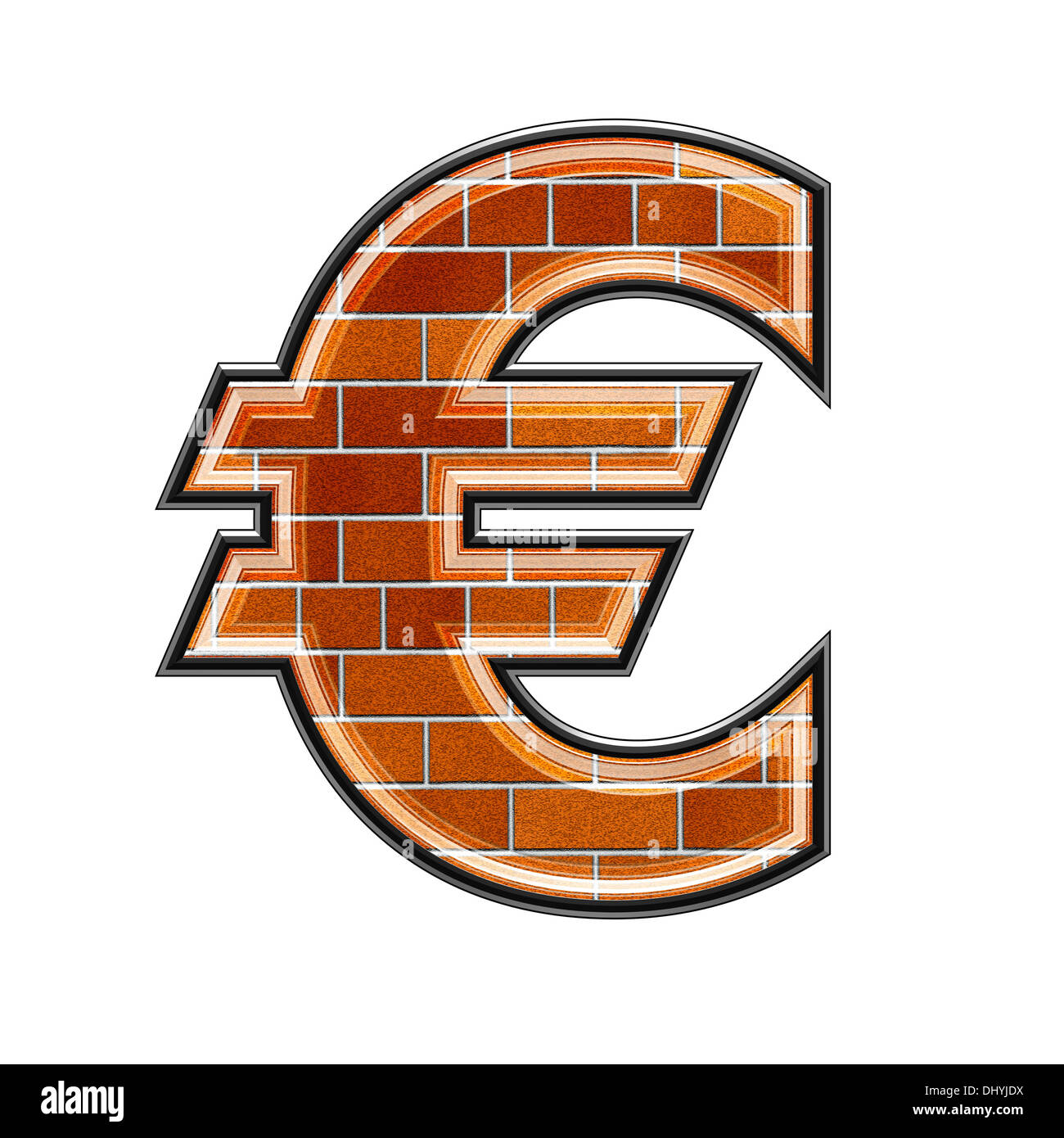 abstract 3d currency sign with brick wall texture - euros Stock Photo ...