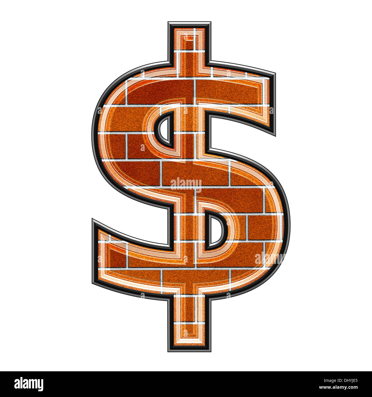 abstract 3d currency sign with brick wall texture - dollar Stock Photo ...