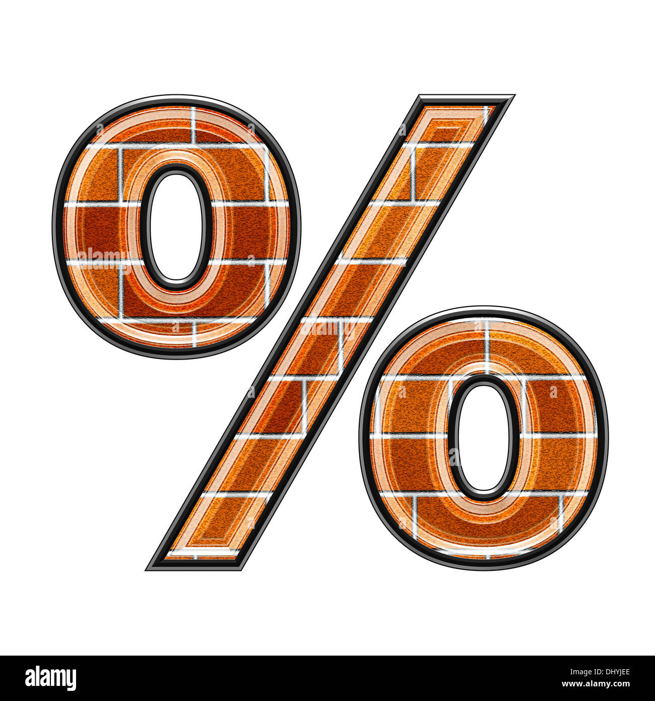 abstract 3d sign with brick wall texture - percent Stock Photo - Alamy