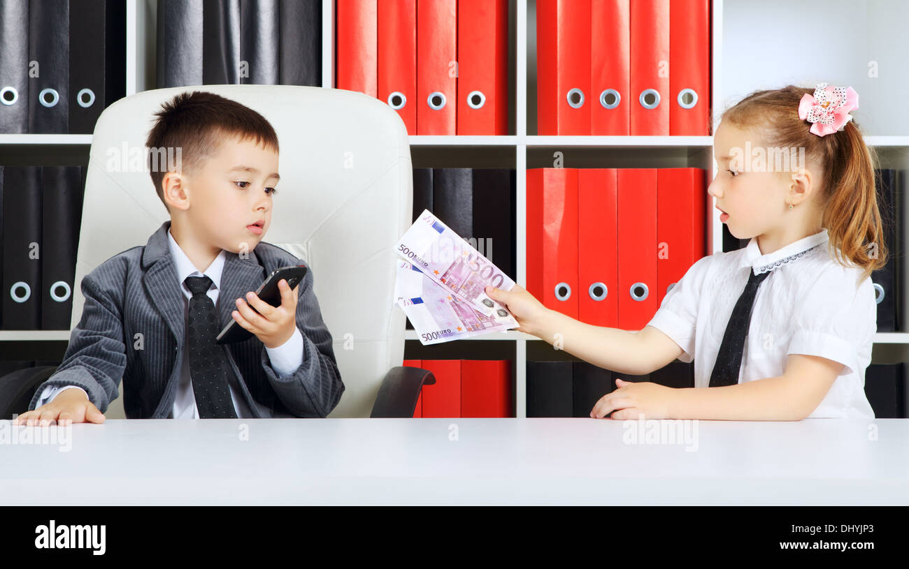 little children as a businessmen, in office Stock Photo - Alamy