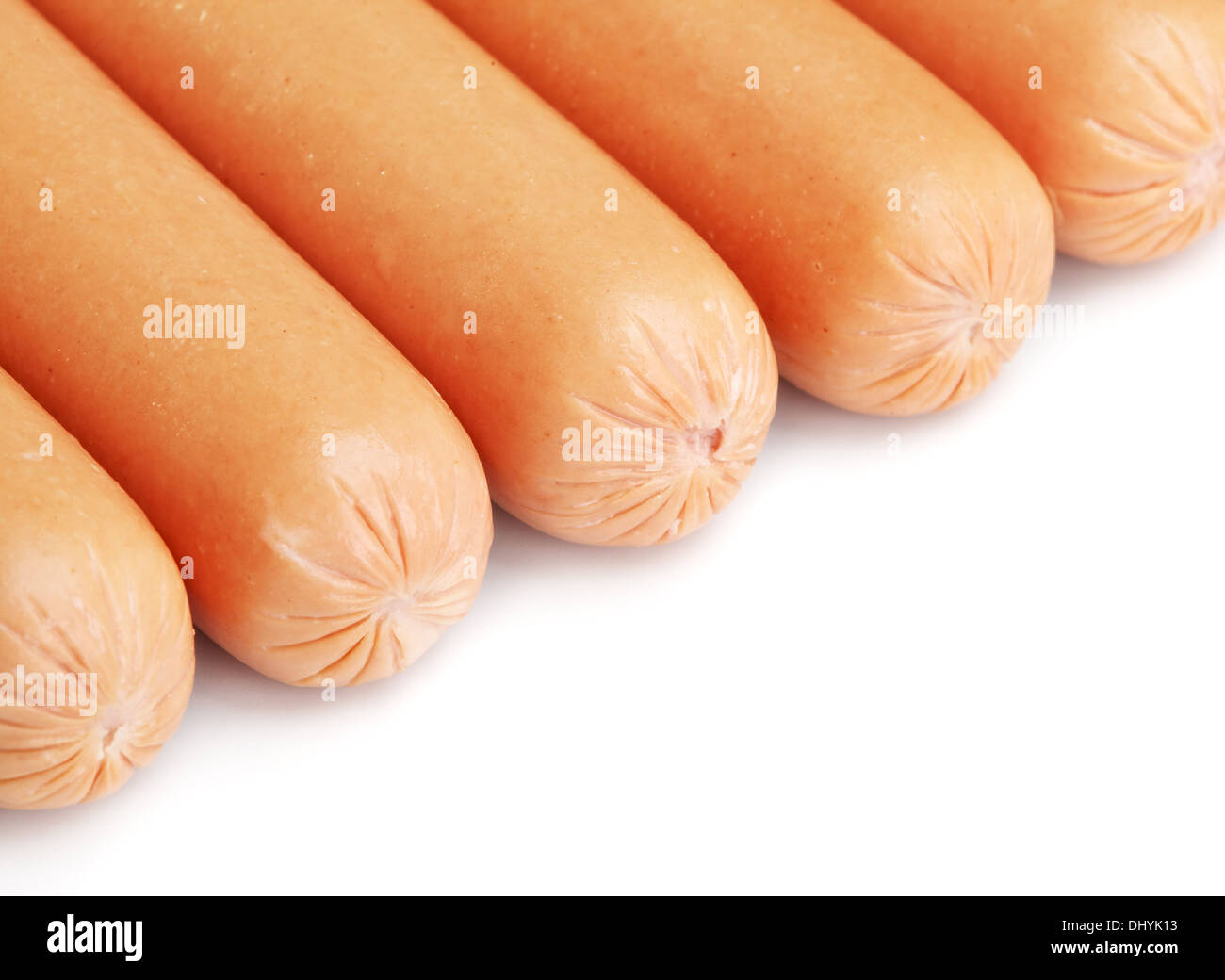 fresh sausages, isolated on a white background Stock Photo - Alamy