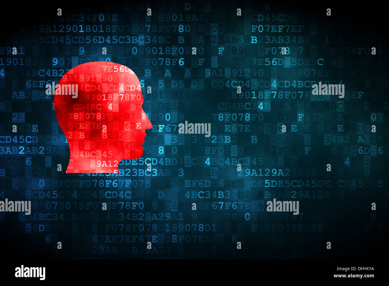 Data concept: Head on digital background Stock Photo - Alamy