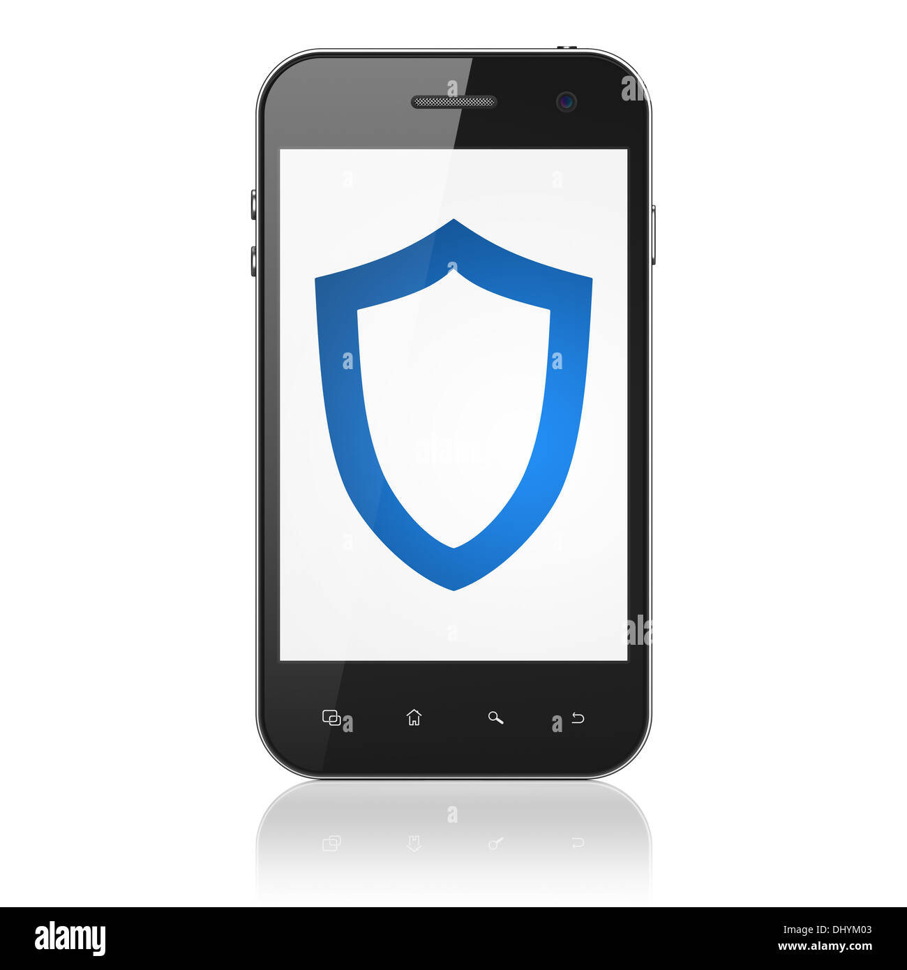 Protection concept: Contoured Shield on smartphone Stock Photo - Alamy