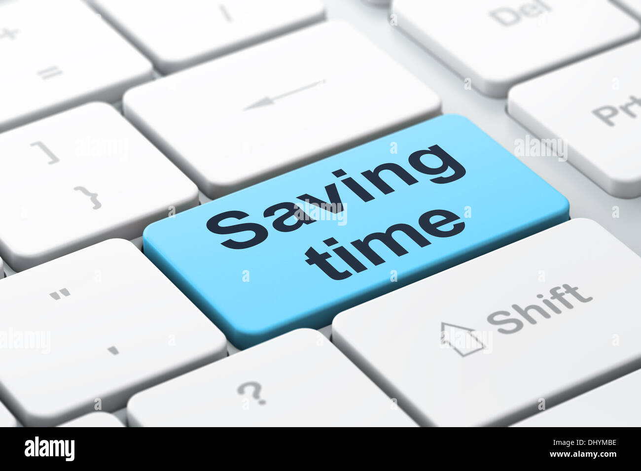Saving Time on computer keyboard background Stock Photo - Alamy