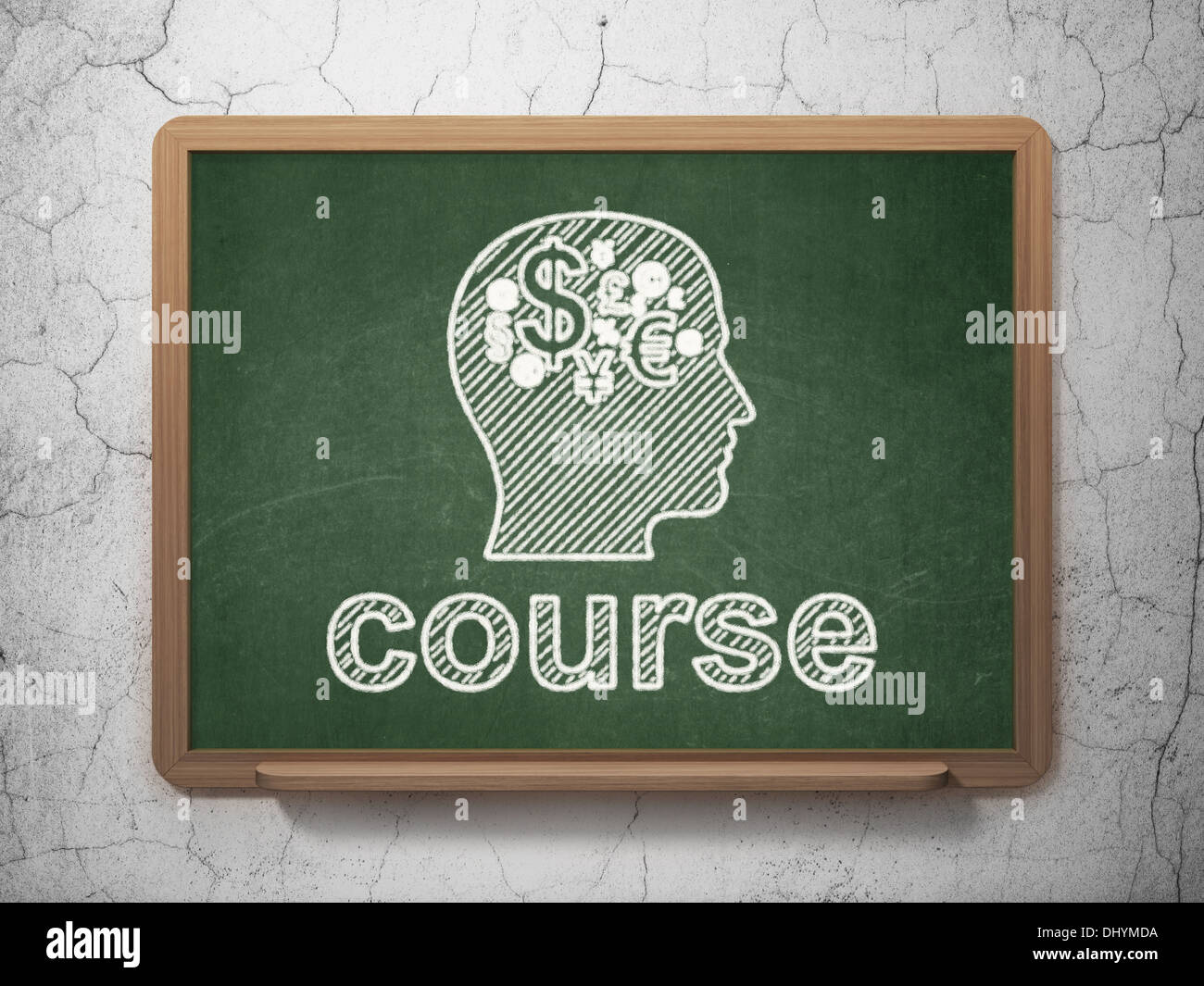 Education concept: Head With Finance Symbol and Course Stock Photo - Alamy