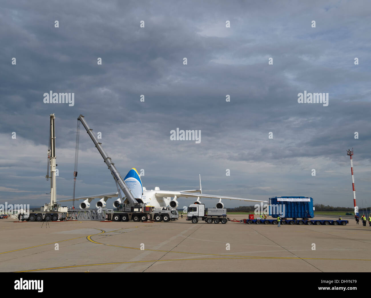 Full view of Antonov An-225 Mriya during loading session on the Pleso ...