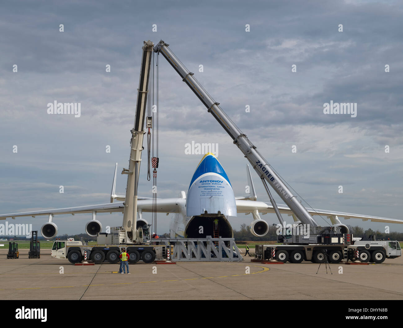 Antonov An-225 Mriya during loading session on the Pleso, Zagreb ...