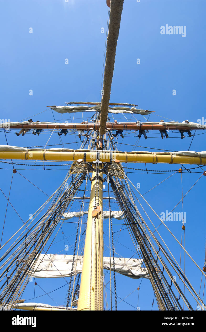Furling the Sails, James Craig Tall Ship, Sydney, Australia Stock Photo ...