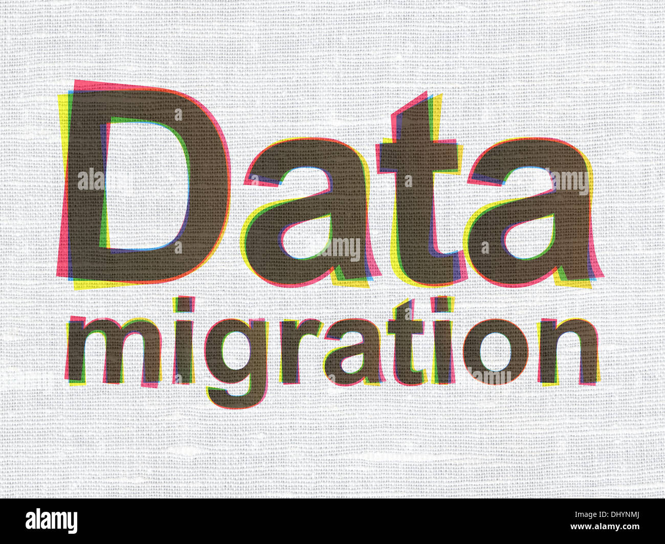 Data Migration on fabric texture background Stock Photo - Alamy