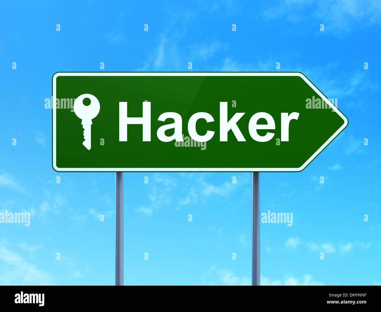 Safety concept: Hacker and Key on road sign background Stock Photo - Alamy