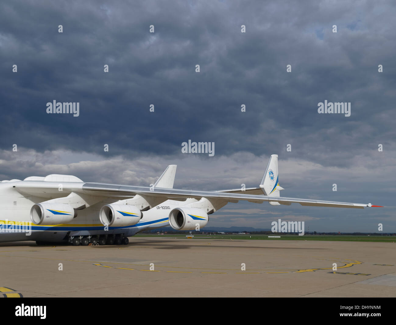 Ivchenko Progress D-18T turbofan engines on Antonov An-225 Mriya. Wing ...