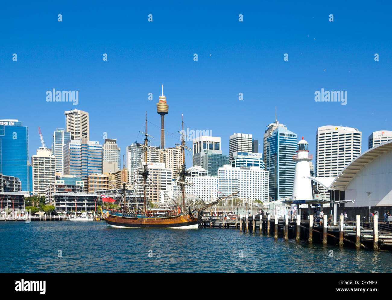 Replica of the Endeavour, Captain Cook's ship, Sydney, Australia Stock ...