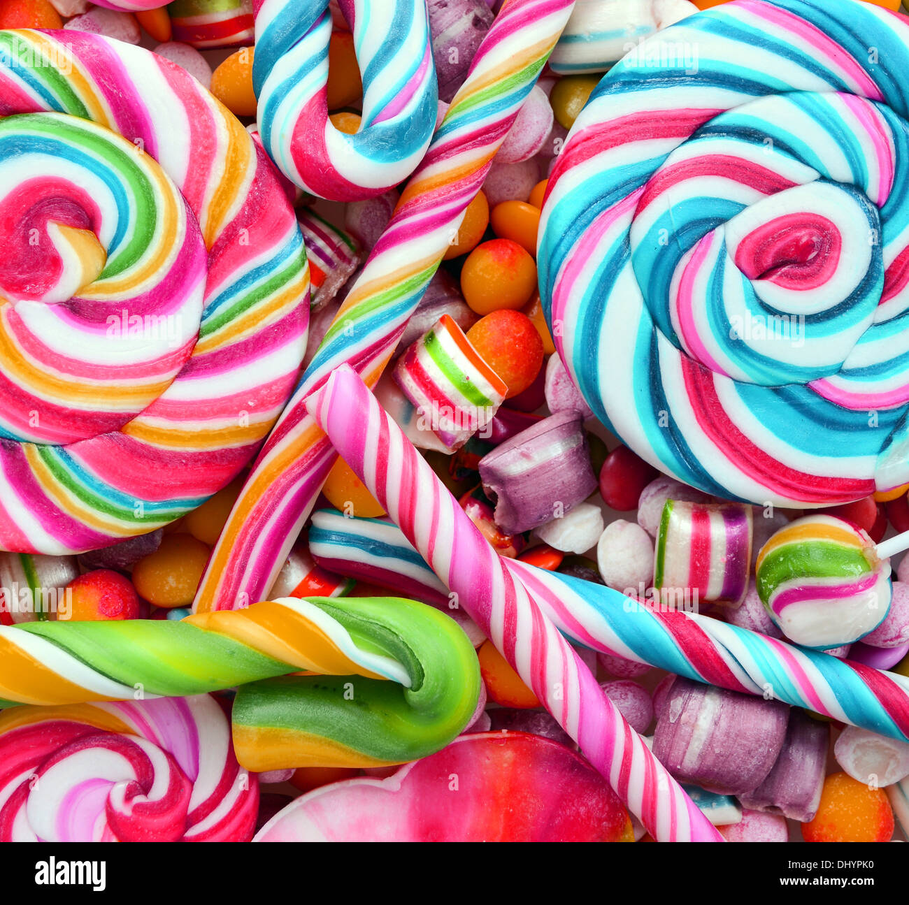 Multicolored background made of various colorful candies Stock Photo ...