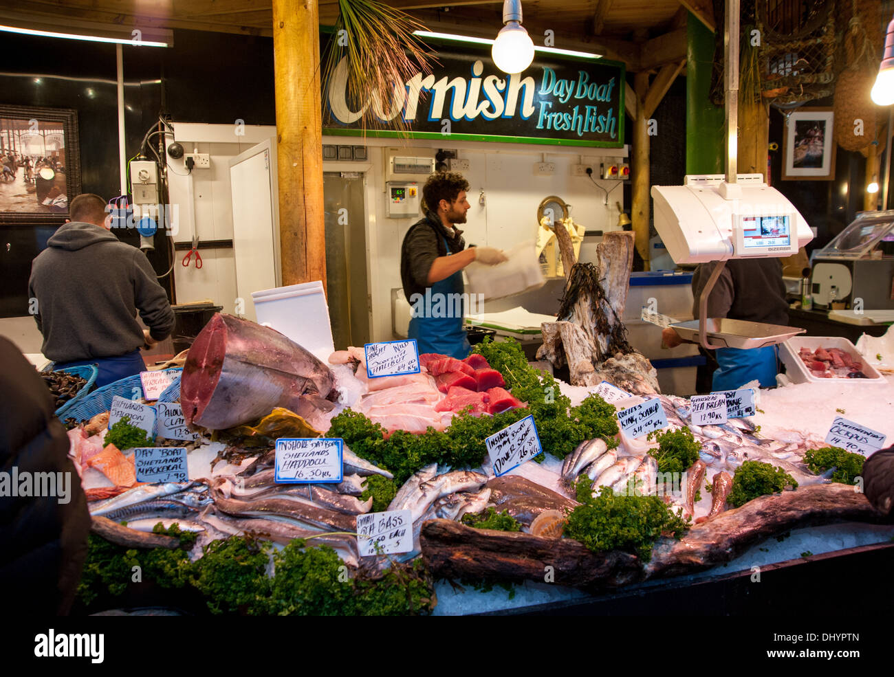 Wet fish stall in Borough Market London SE1 UK Stock Photo - Alamy