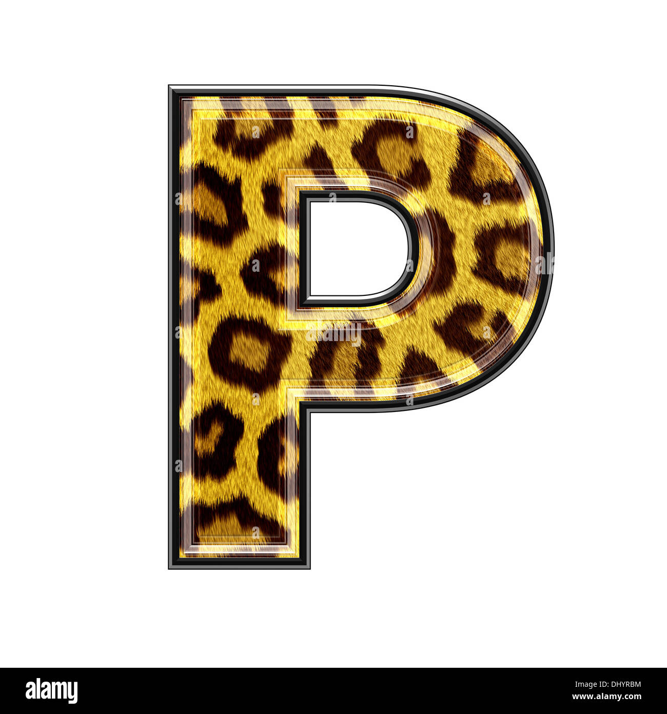 letter with panther skin texture - P Stock Photo - Alamy