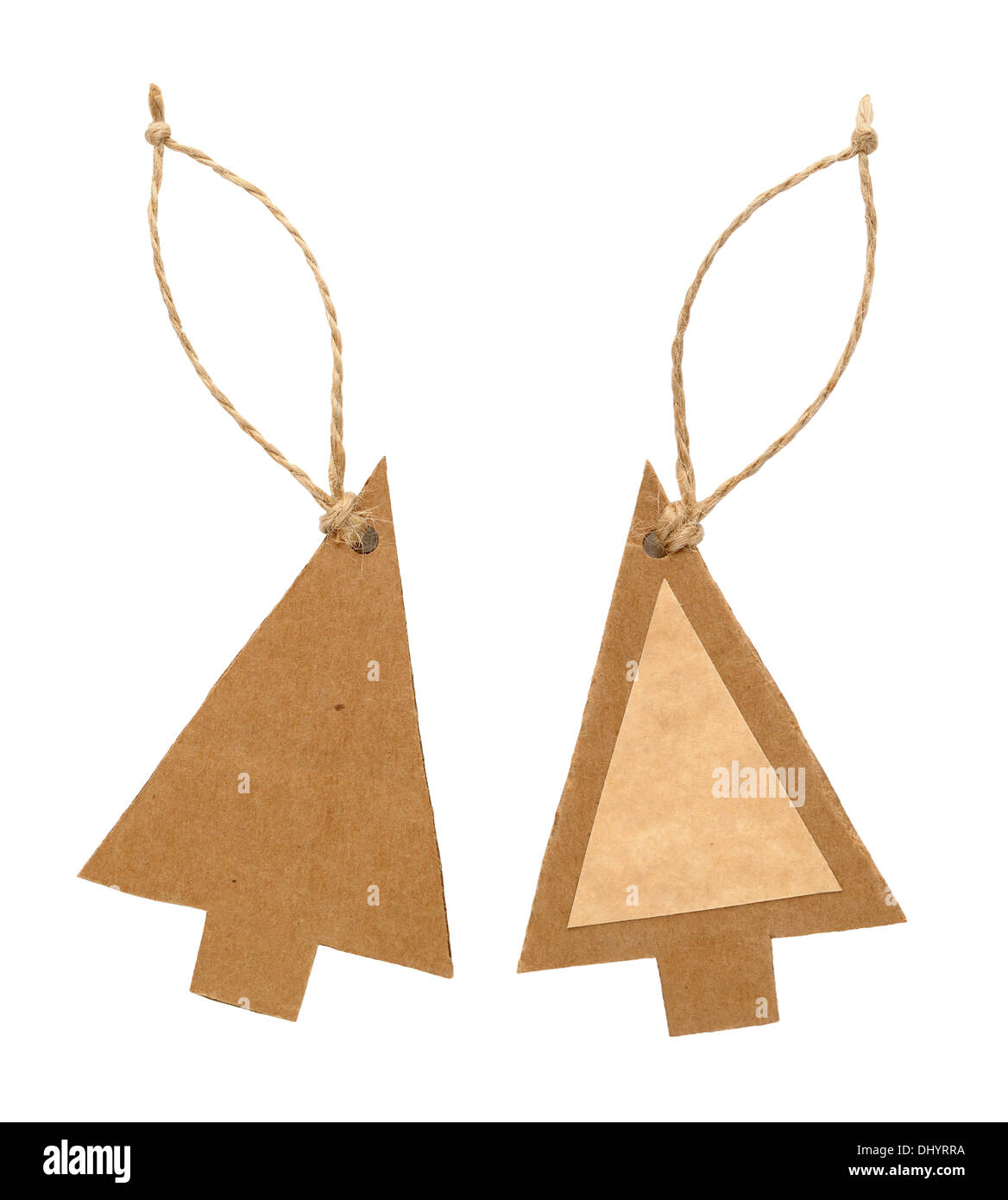 Paper tag in form of christmas tree isolated on white background Stock ...