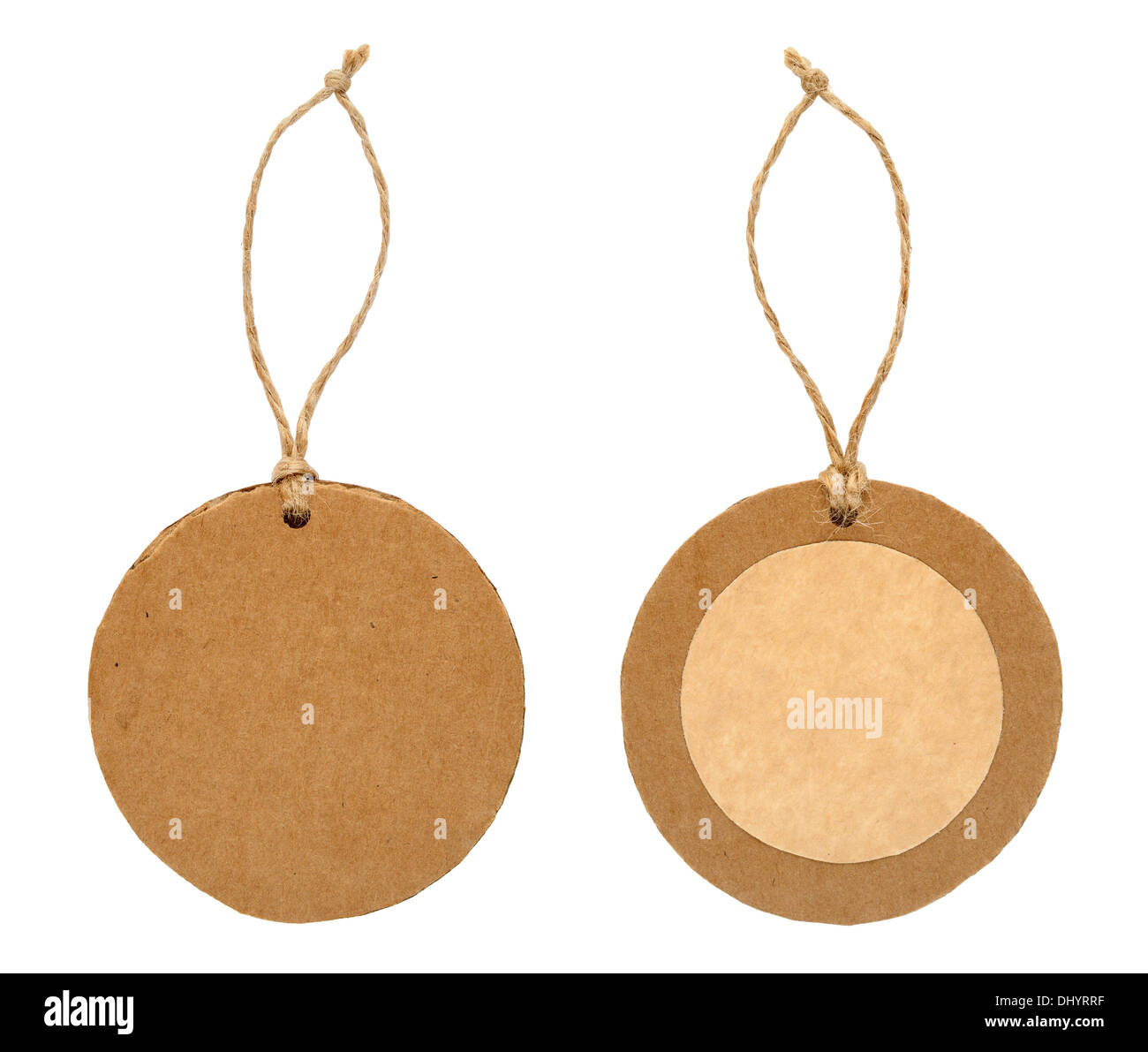 Round paper tag isolated on white background Stock Photo - Alamy