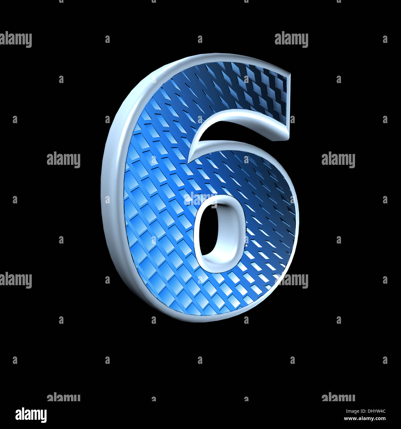 abstract 3d digit with blue pattern texture - 6 Stock Photo - Alamy