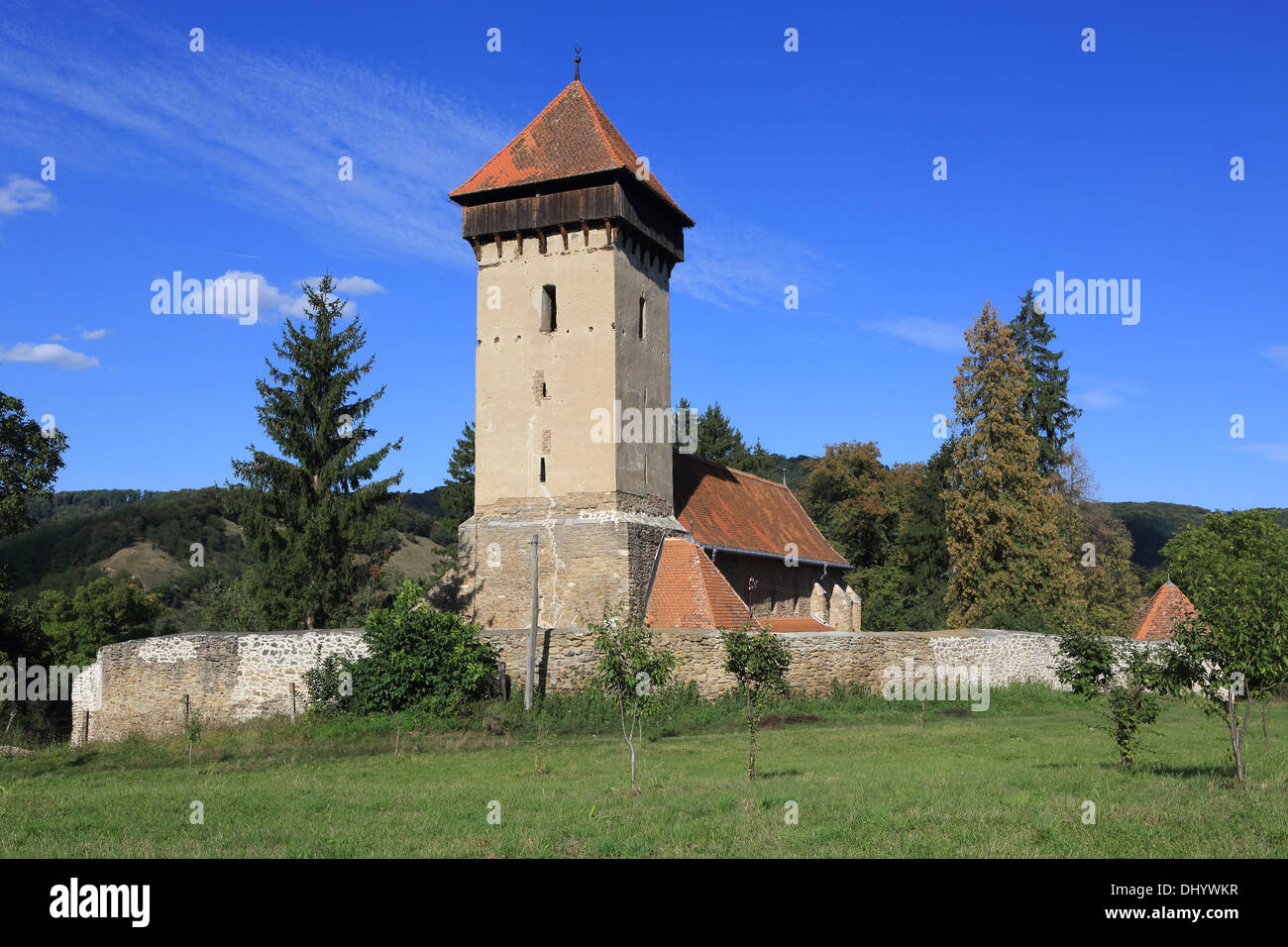 The fortified church in Malancrav, a fortified Saxon village in ...