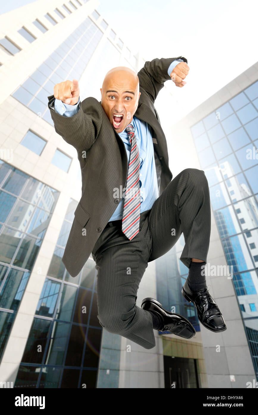 Happy high jump businessman hi-res stock photography and images - Alamy