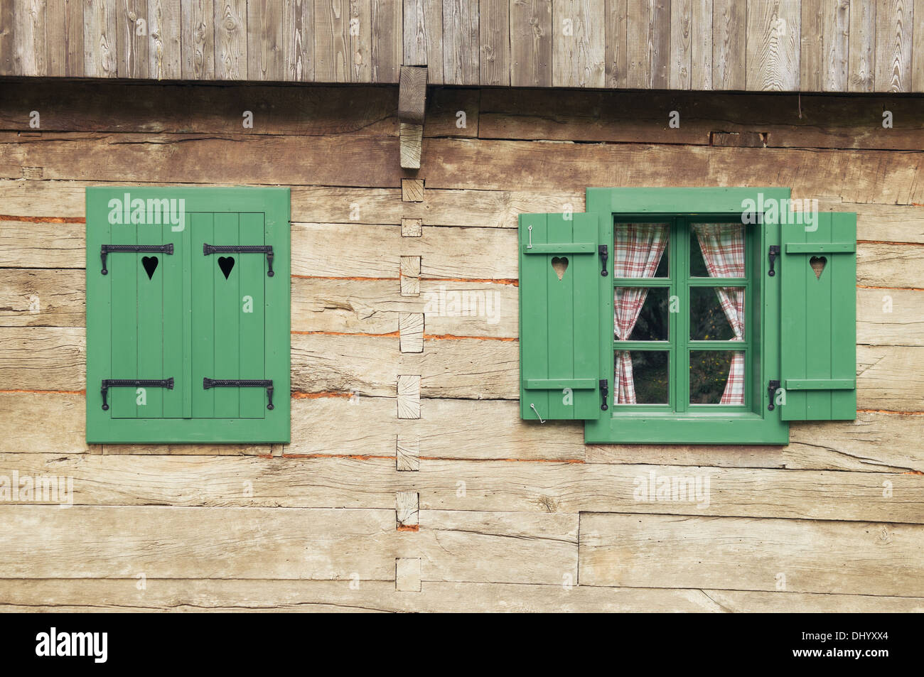Old log cabin wooden shutter hi-res stock photography and images - Alamy