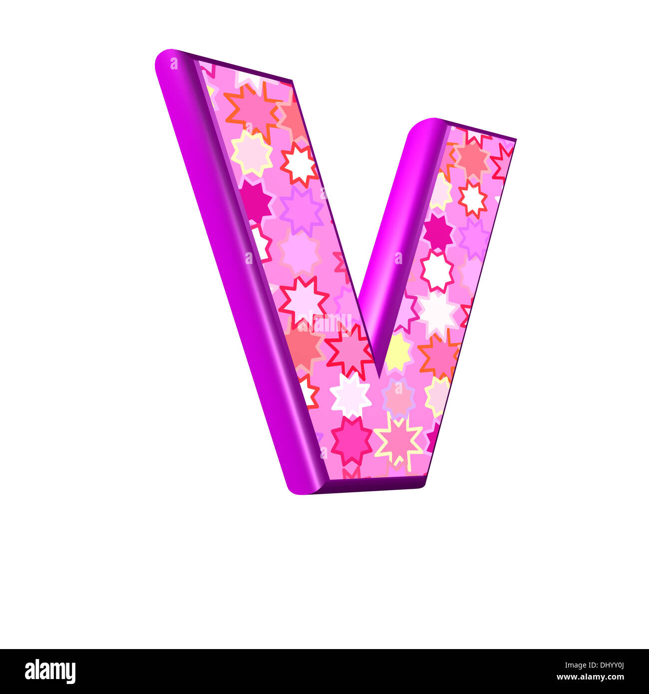 3d pink letter isolated on a white background - v Stock Photo - Alamy