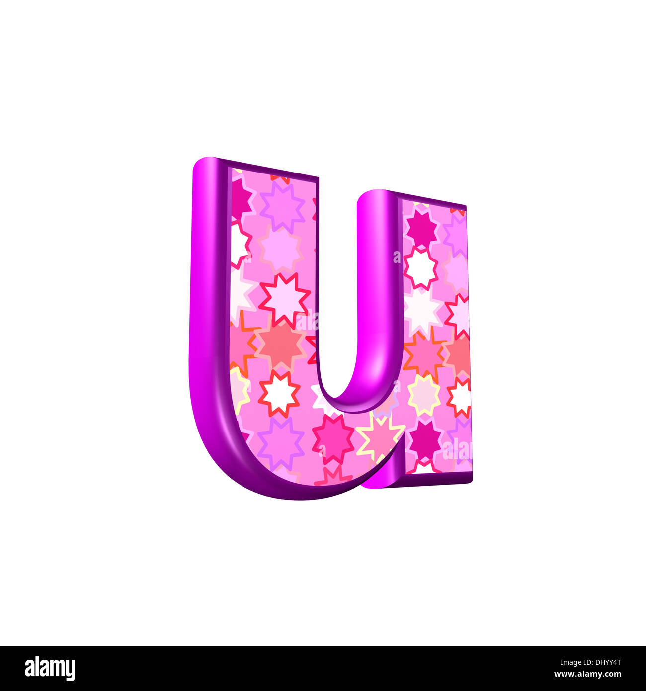 3d pink letter isolated on a white background - u Stock Photo - Alamy