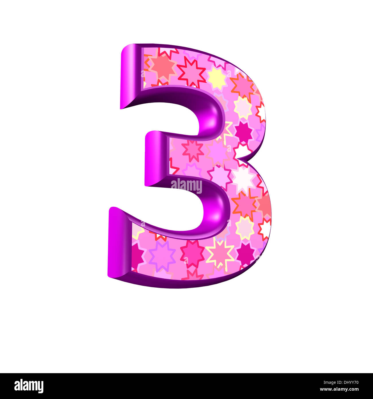 Pink Number 3 Clipart