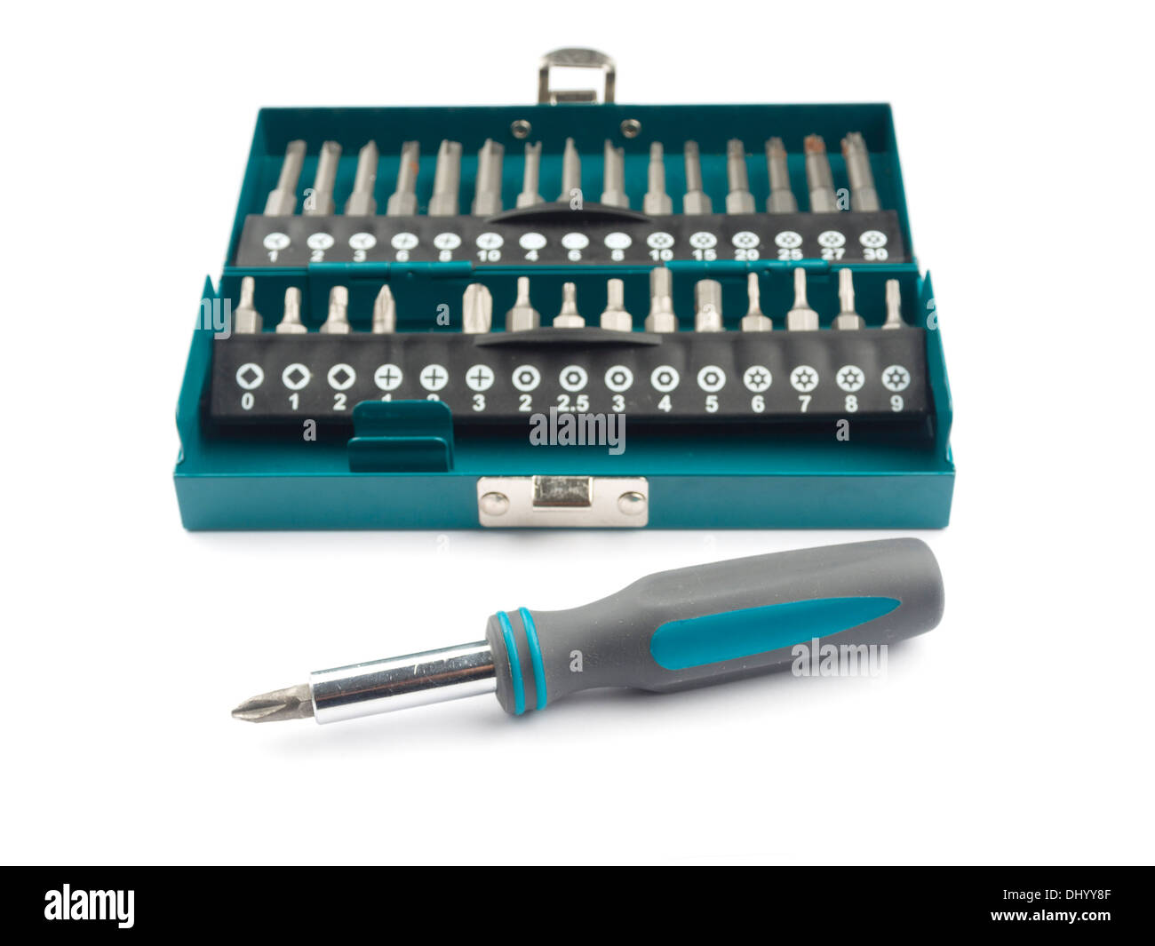 Screwdriver kit cutout isolated on white background Stock Photo - Alamy