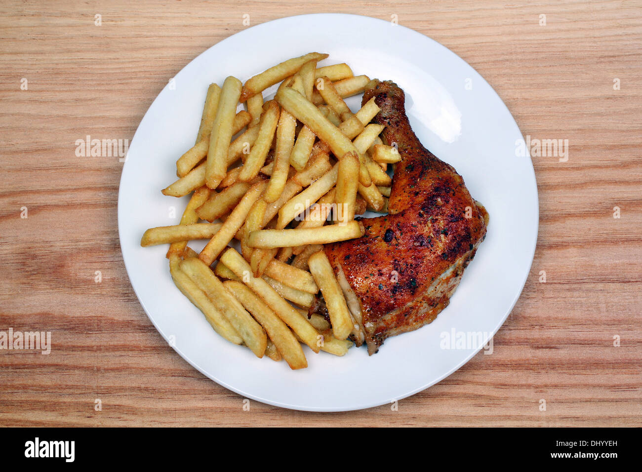 French fries with chicken leg Stock Photo - Alamy