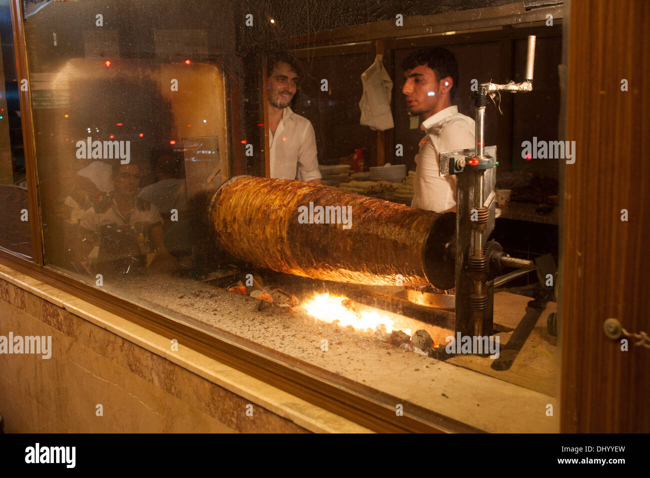 Duhok, Northern Iraq, restaurant with horizontal kebab coking Stock ...