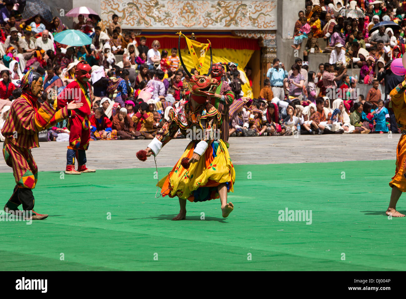 Bhutan, Thimpu Dzong, annual Tsechu, Dance of the Stag and the Hounds ...