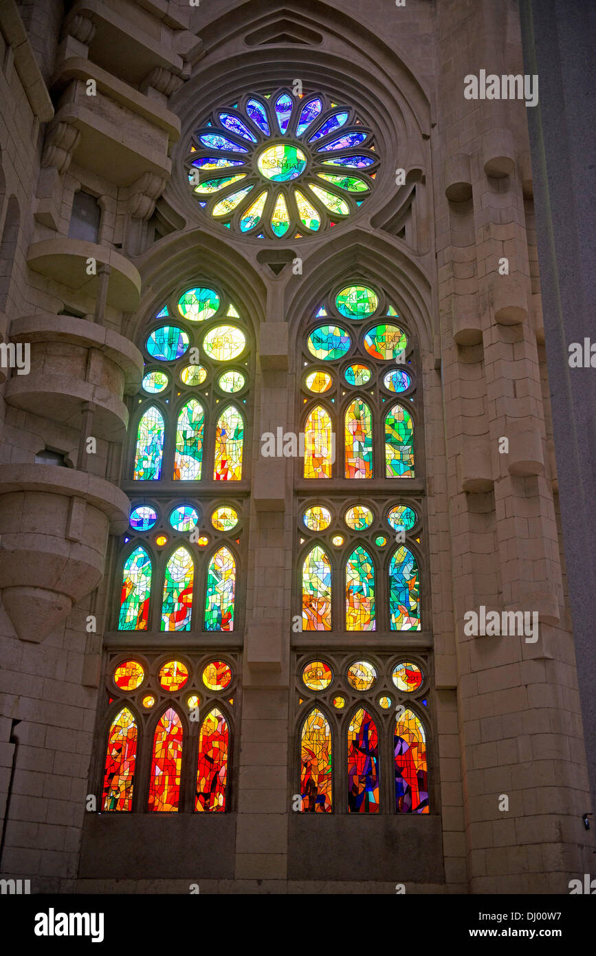Barcelona, Spain. 19th Oct, 2013. One of the many stained glass windows ...