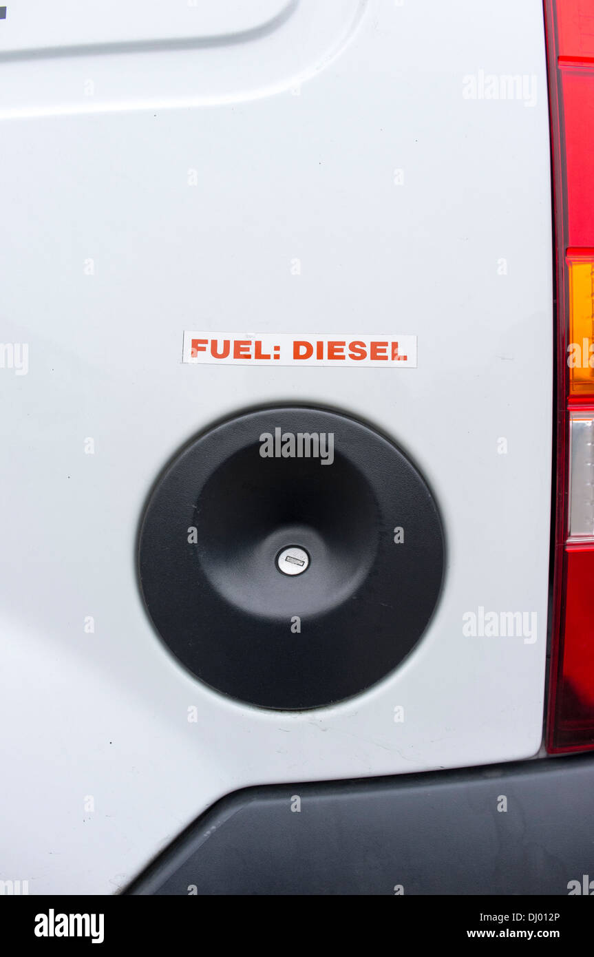 Locking anti theft diesel fuel filler cap on a white vehicle Stock ...