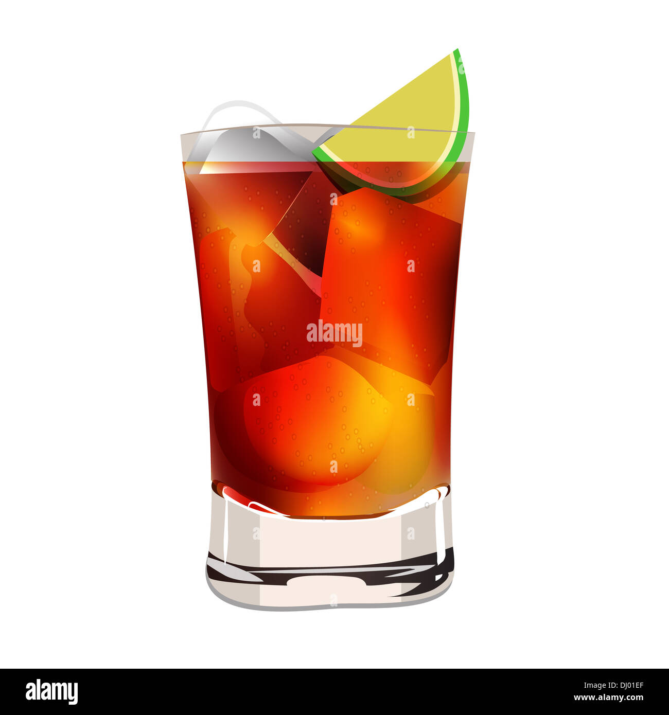 Cuba libra lemon alcohol cocktaill graphic vector Stock Photo - Alamy