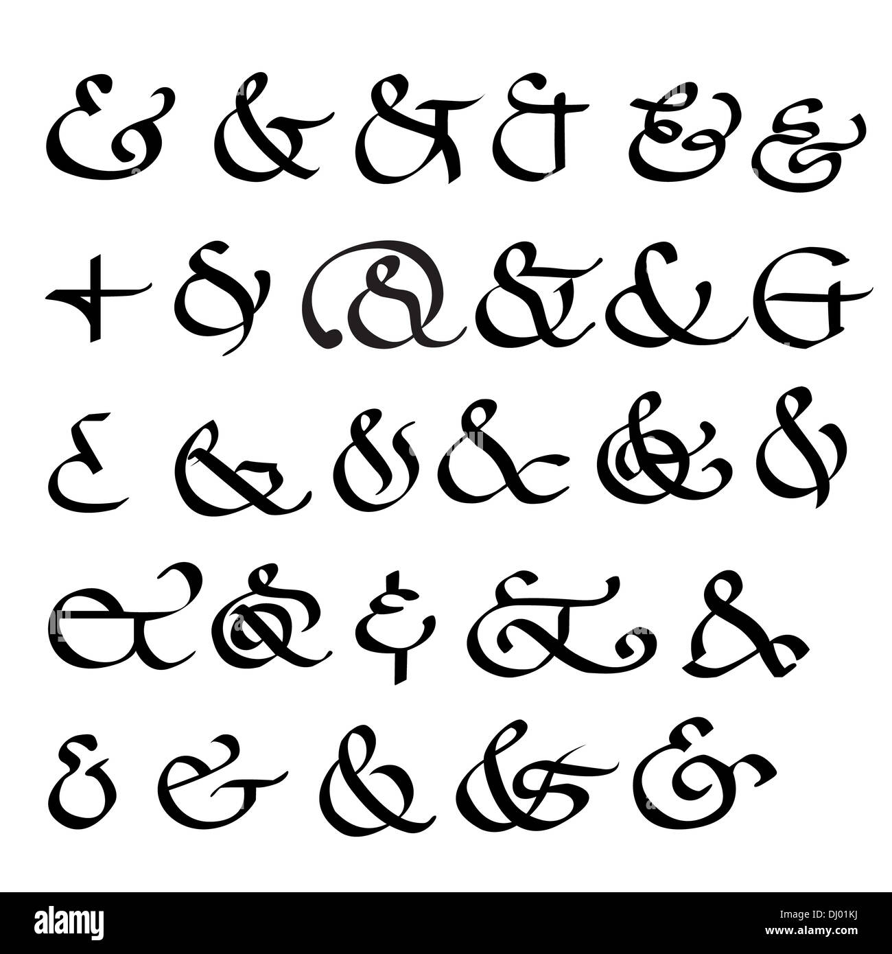 Calligraphic Ampersand Symbols typhographic vector Stock Photo - Alamy