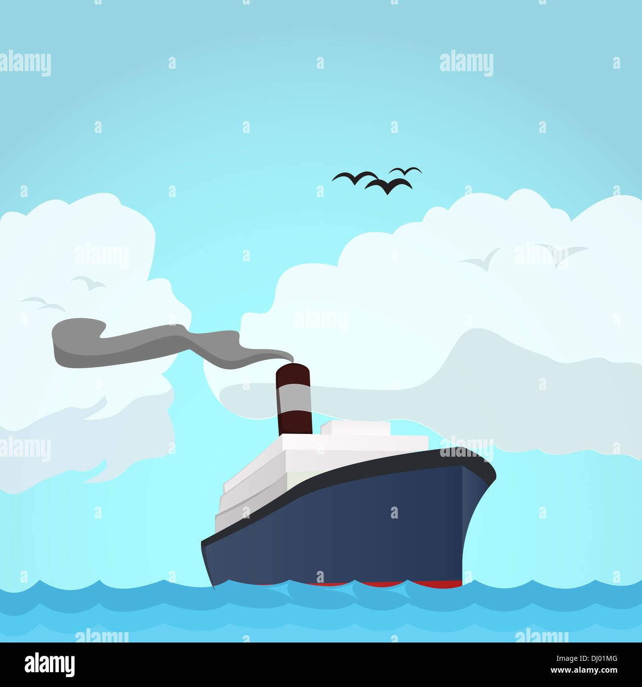 Ocean liner on landscape blue sky and big cloud Stock Photo - Alamy