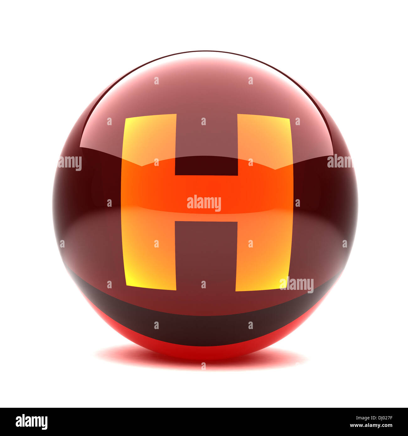 glossy sphere with orange letter - H Stock Photo - Alamy