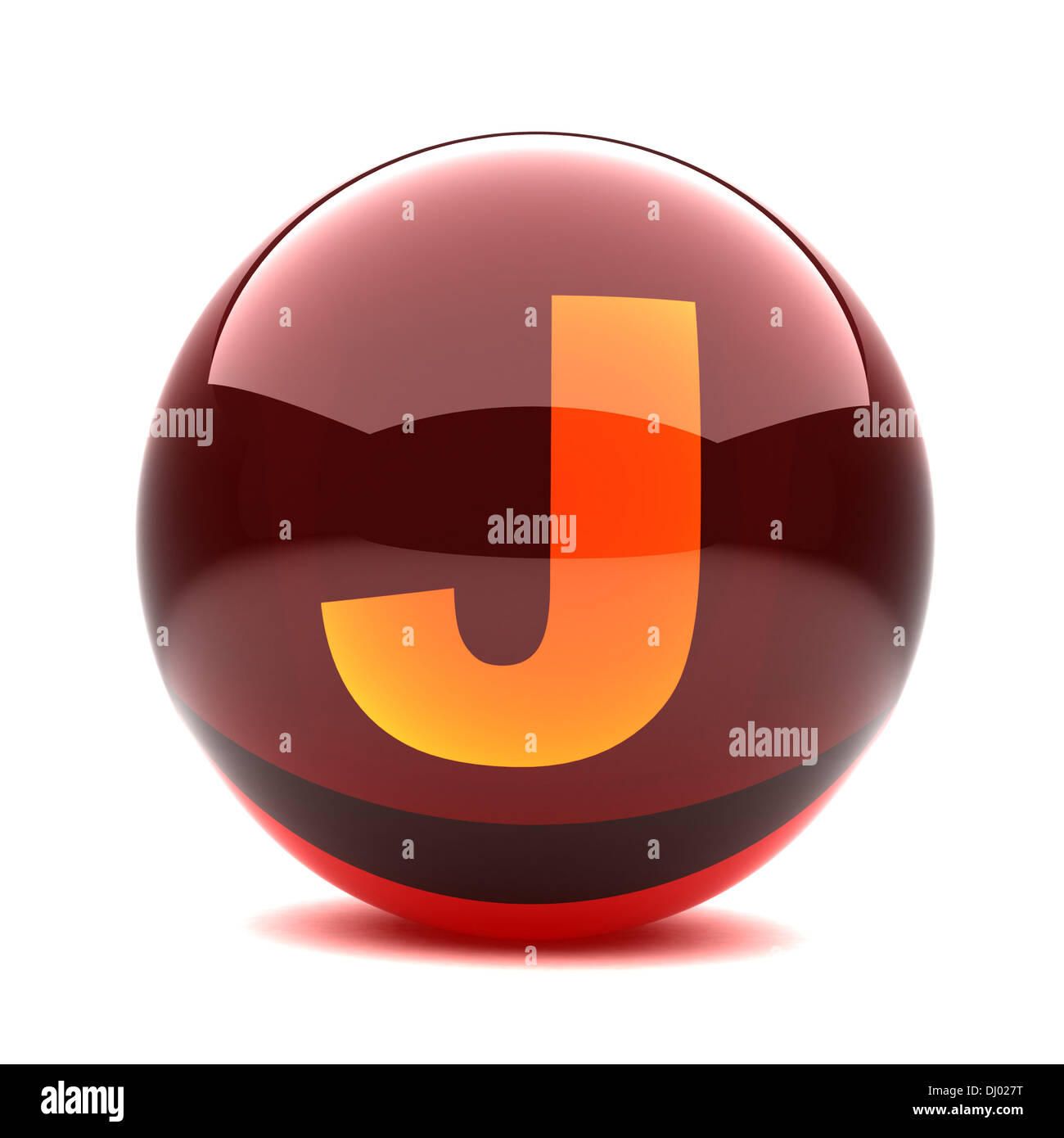 glossy sphere with orange letter - J Stock Photo - Alamy