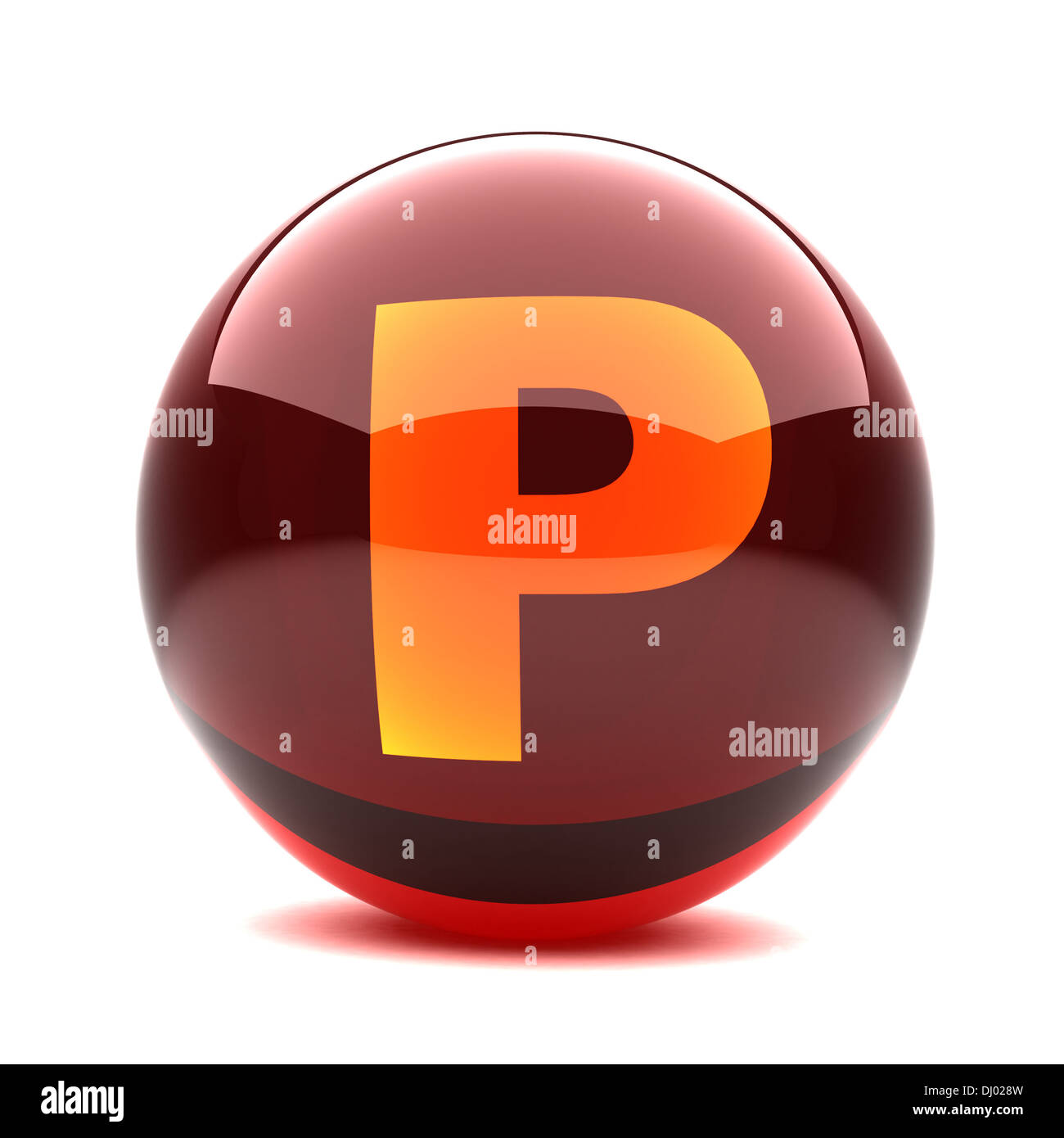 glossy sphere with orange letter - P Stock Photo - Alamy